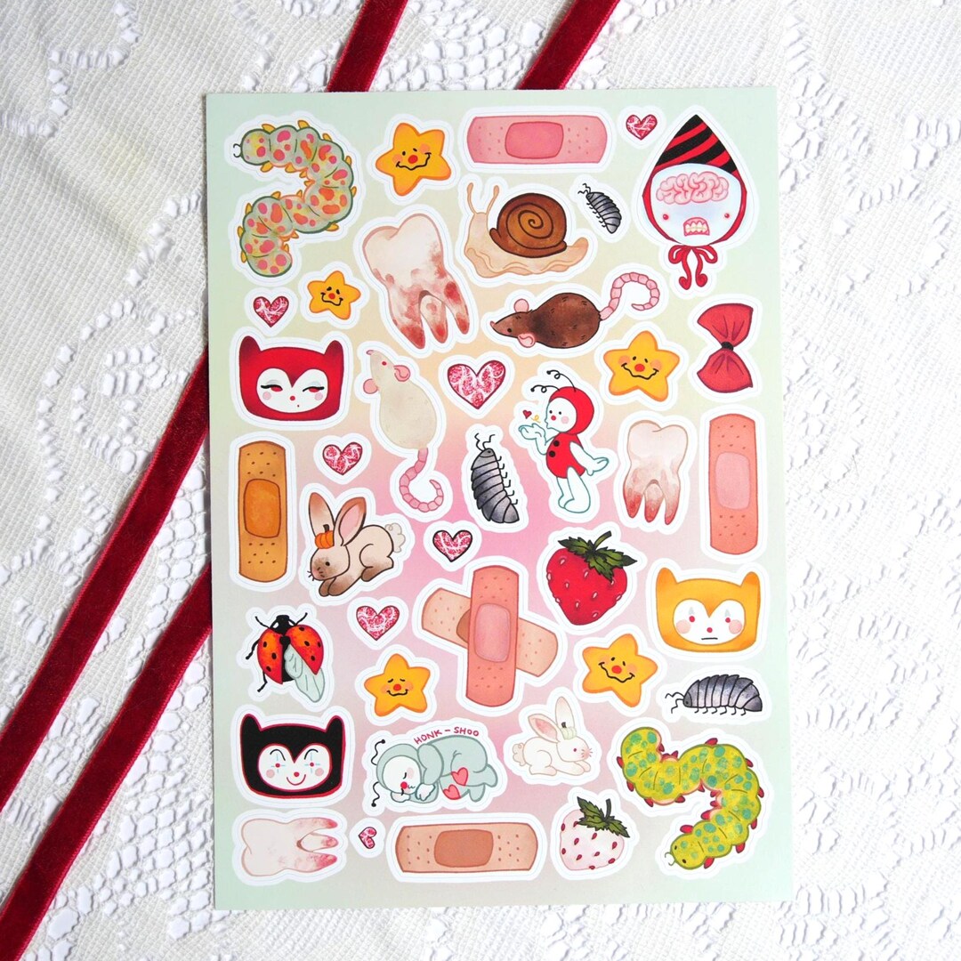 Bugs, Clowns, Teeth, and More Matte Vinyl Sticker Sheet 40 PIECES - Etsy