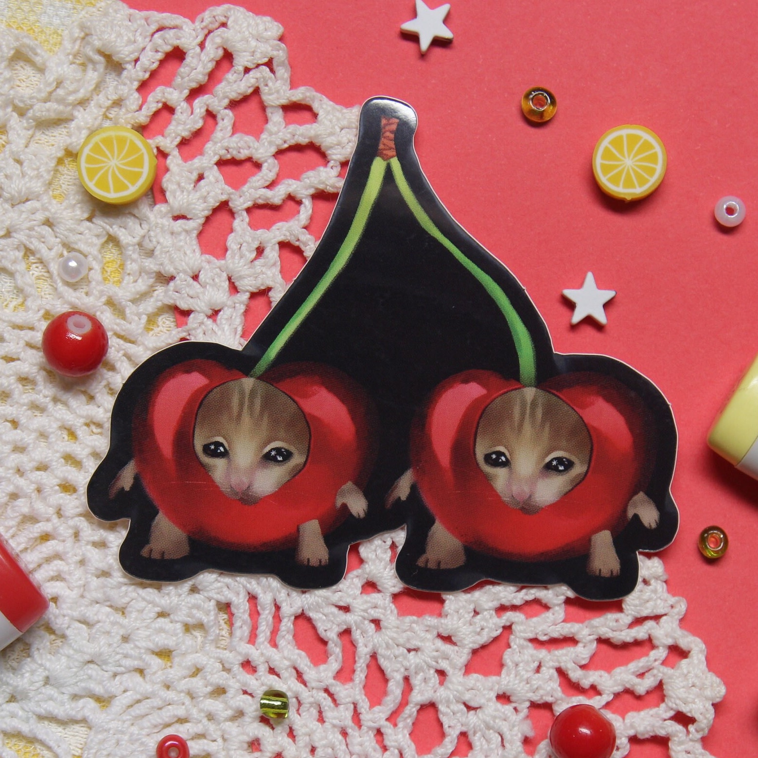 Cute Fruit Meme Cat Vinyl Waterproof Stickers - Etsy