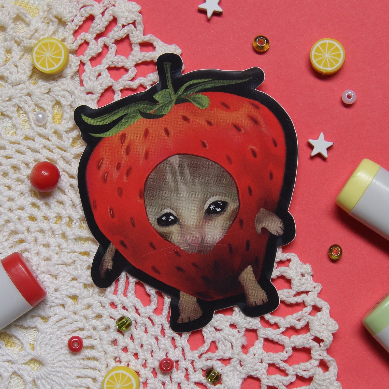 Cute Fruit Meme Cat Vinyl Waterproof Stickers - Etsy