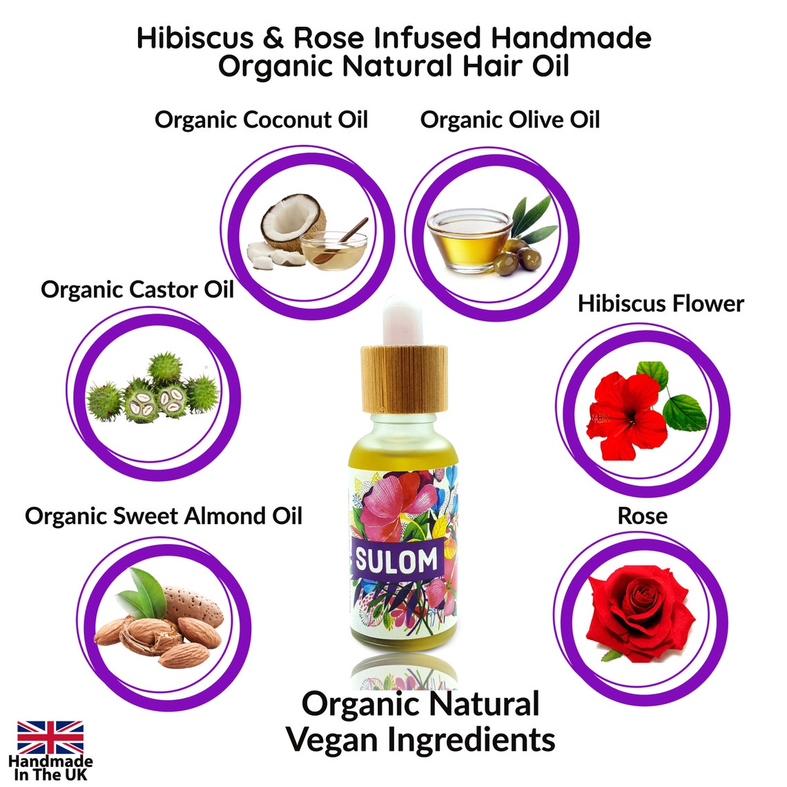 Organic Hibiscus & Rose Infused Hair Oil- Hair Volume, Hair Shine, Hair ...