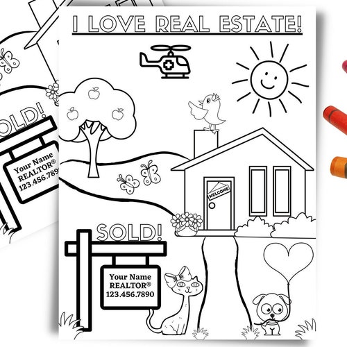 Editable Realtor Coloring Page Open House Coloring Activity - Etsy New ...