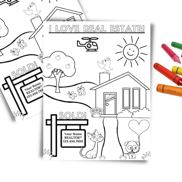 Real Estate Kids Coloring Book - Etsy