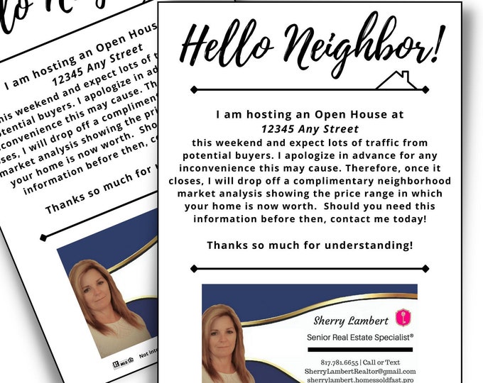 Real Estate Open House Invitation, REALTOR® Marketing, Door Knocking ...