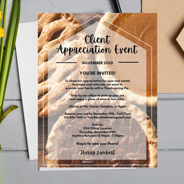 Client Appreciation Pie Event - Etsy