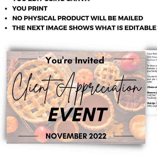 Client Appreciation Pie Event - Etsy