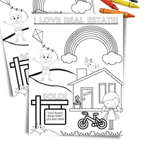 Printable Coloring Pages Real Estate, Open House Kids Activity Sheets ...
