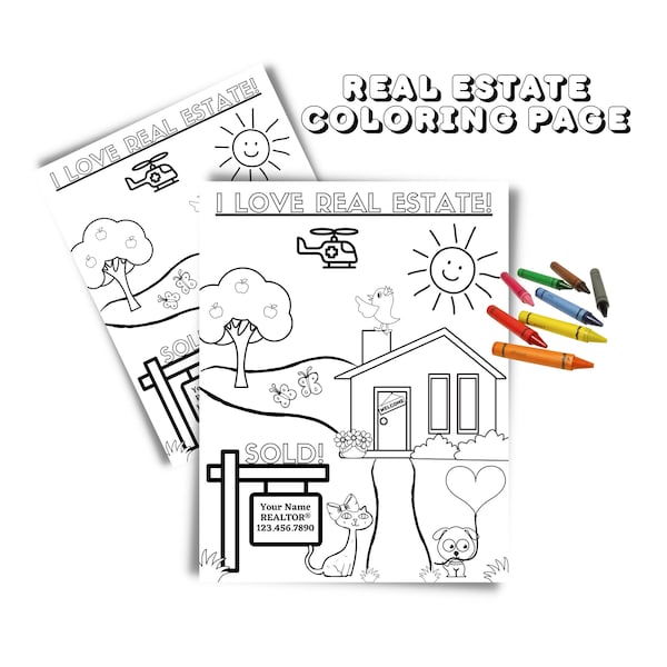 Real Estate Kids Coloring Book - Etsy