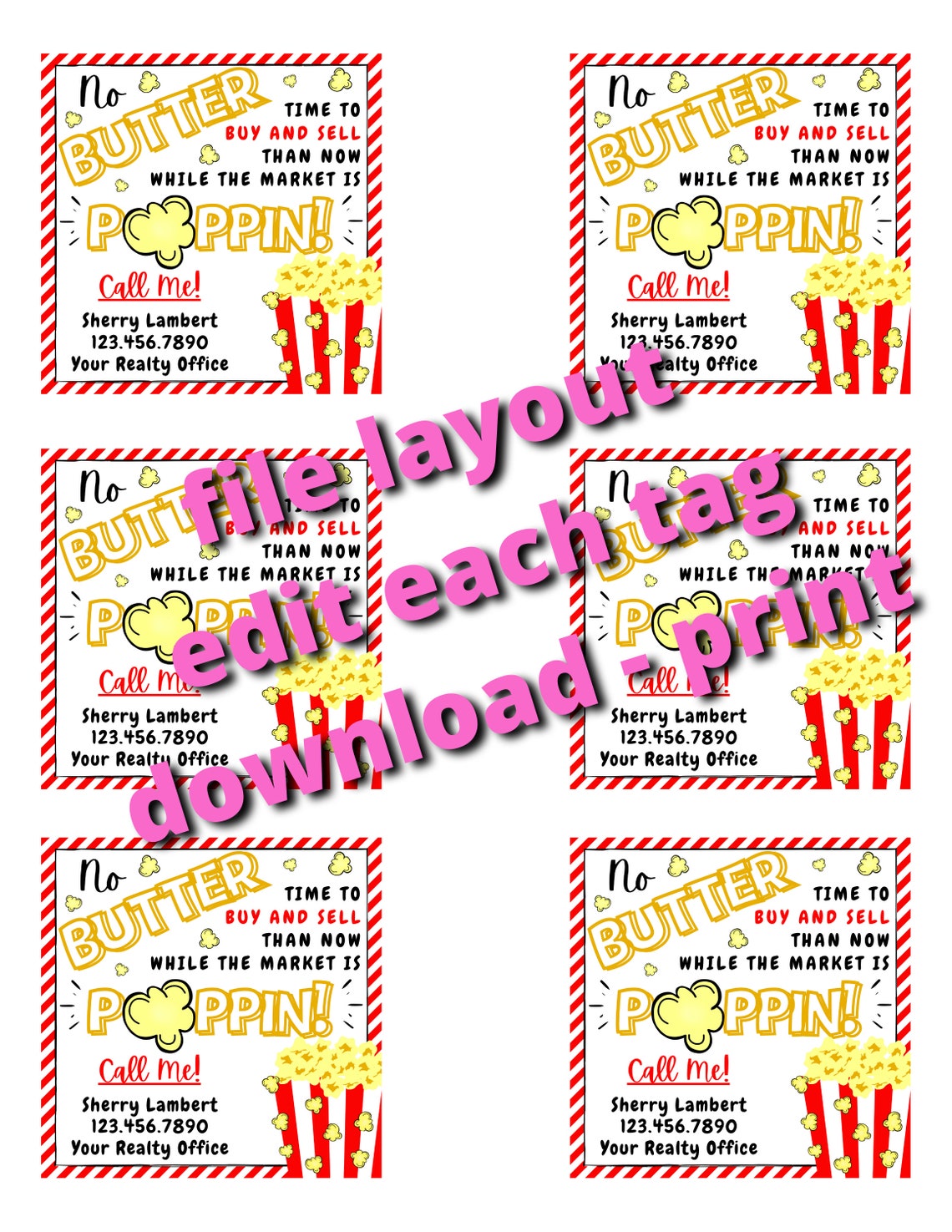 Pop by Tags Real Estate Hot Market Popcorn Tags REALTOR - Etsy