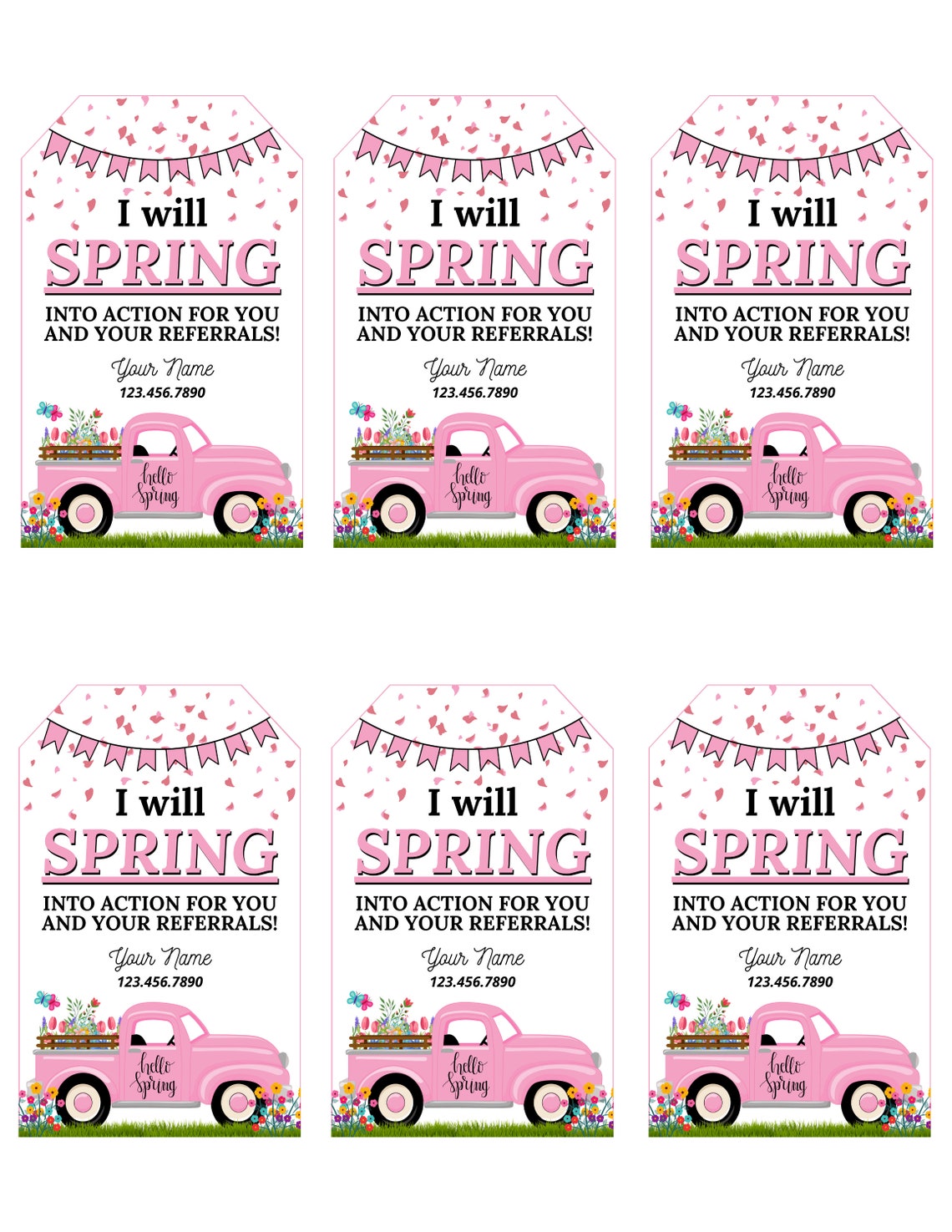 Real Estate Spring Pop-by Tag Pink Vintage Truck Tag - Etsy
