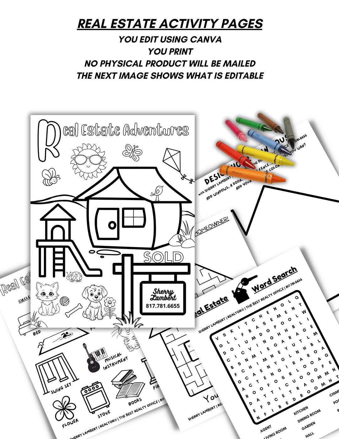 Editable Real Estate Coloring Page Fun Real Estate Activity for Kids ...