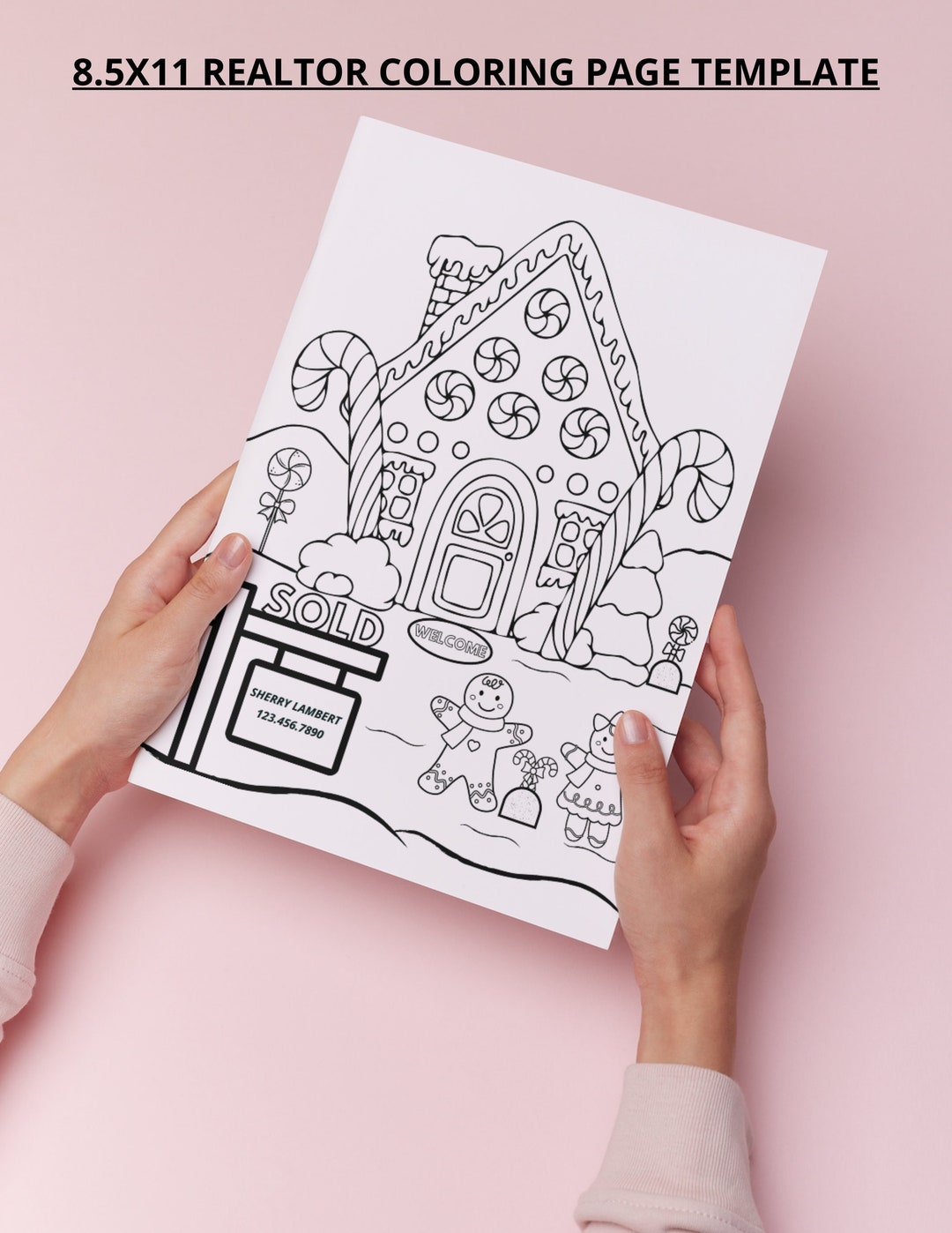 Realtor Christmas Coloring Page, Open House Coloring Activity, Winter ...