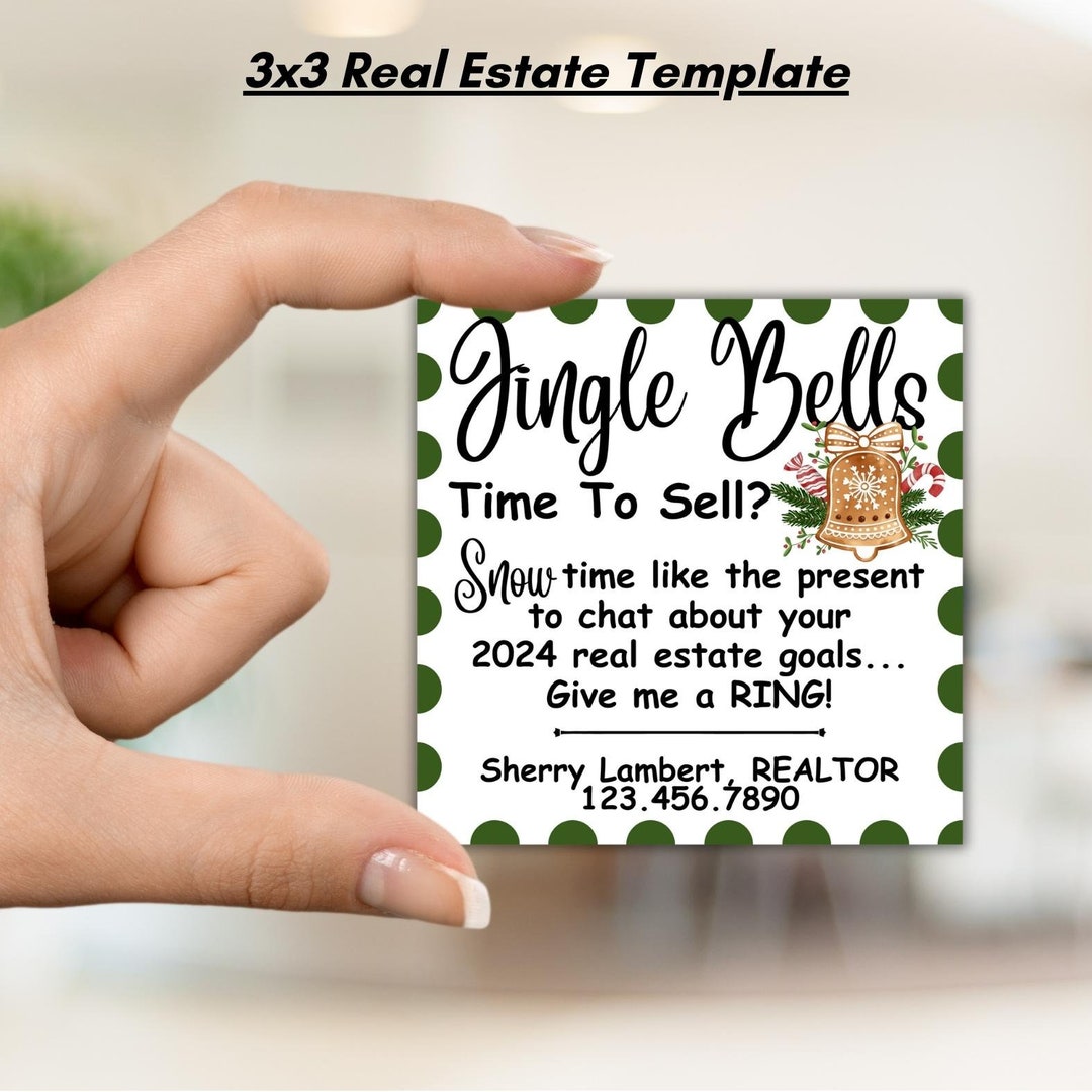 Editable Jingle Bells Christmas Tag Template for Real Estate - Etsy