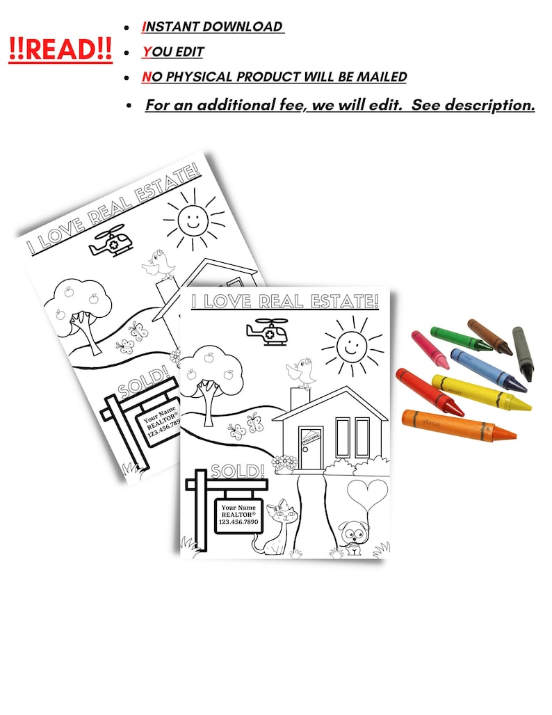 Editable Realtor Coloring Page Open House Coloring Activity - Etsy 日本
