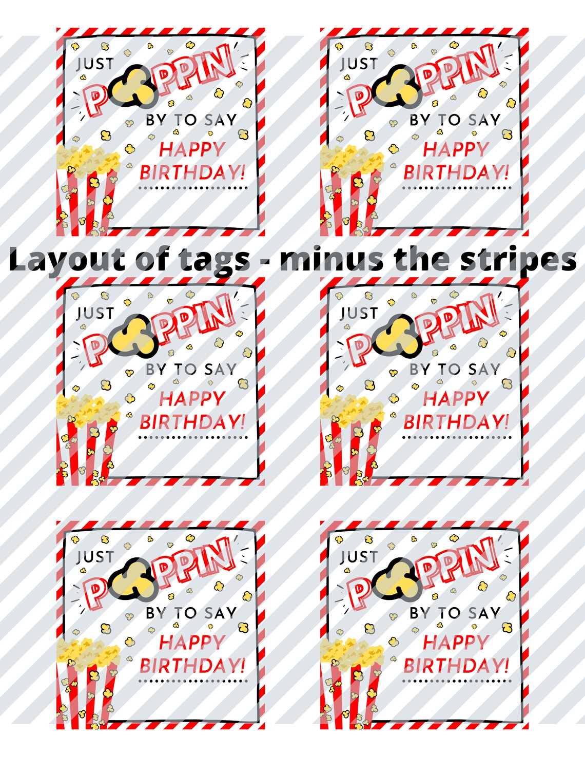 Happy Birthday Tag, Write-in Name, Poppin by to Say Happy Birthday Tag ...