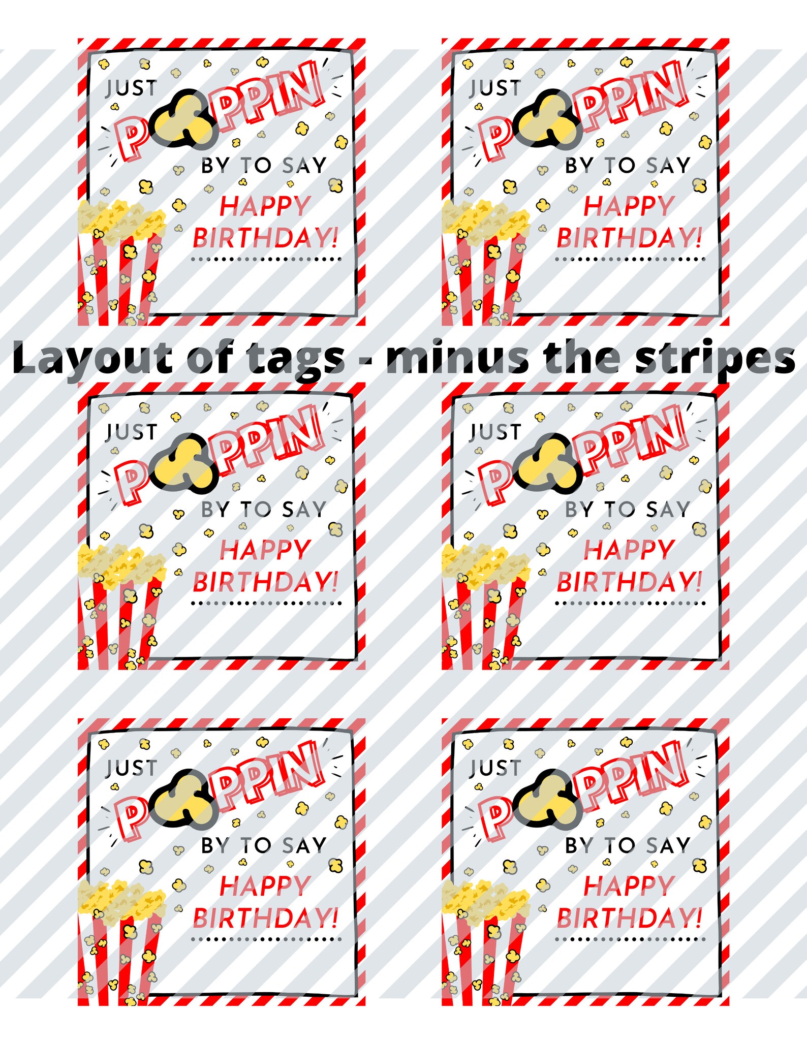 Happy Birthday Tag, Write-in Name, Poppin by to Say Happy Birthday Tag ...