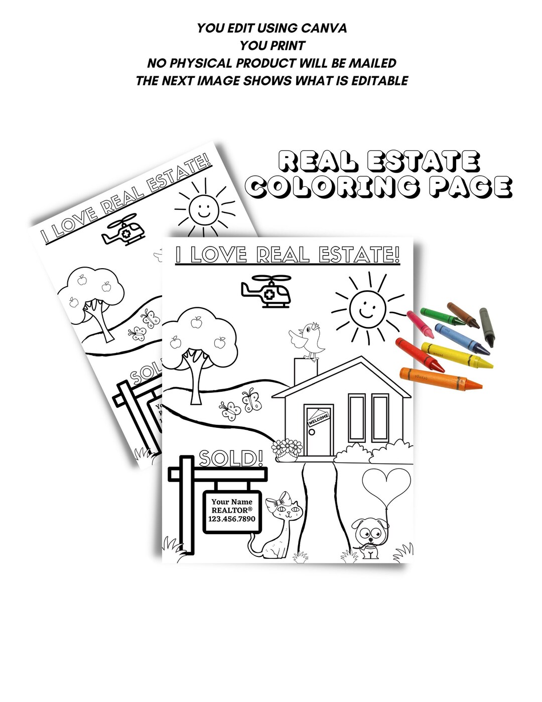 Printable Coloring Pages Real Estate, Open House Kids Activity Sheets ...