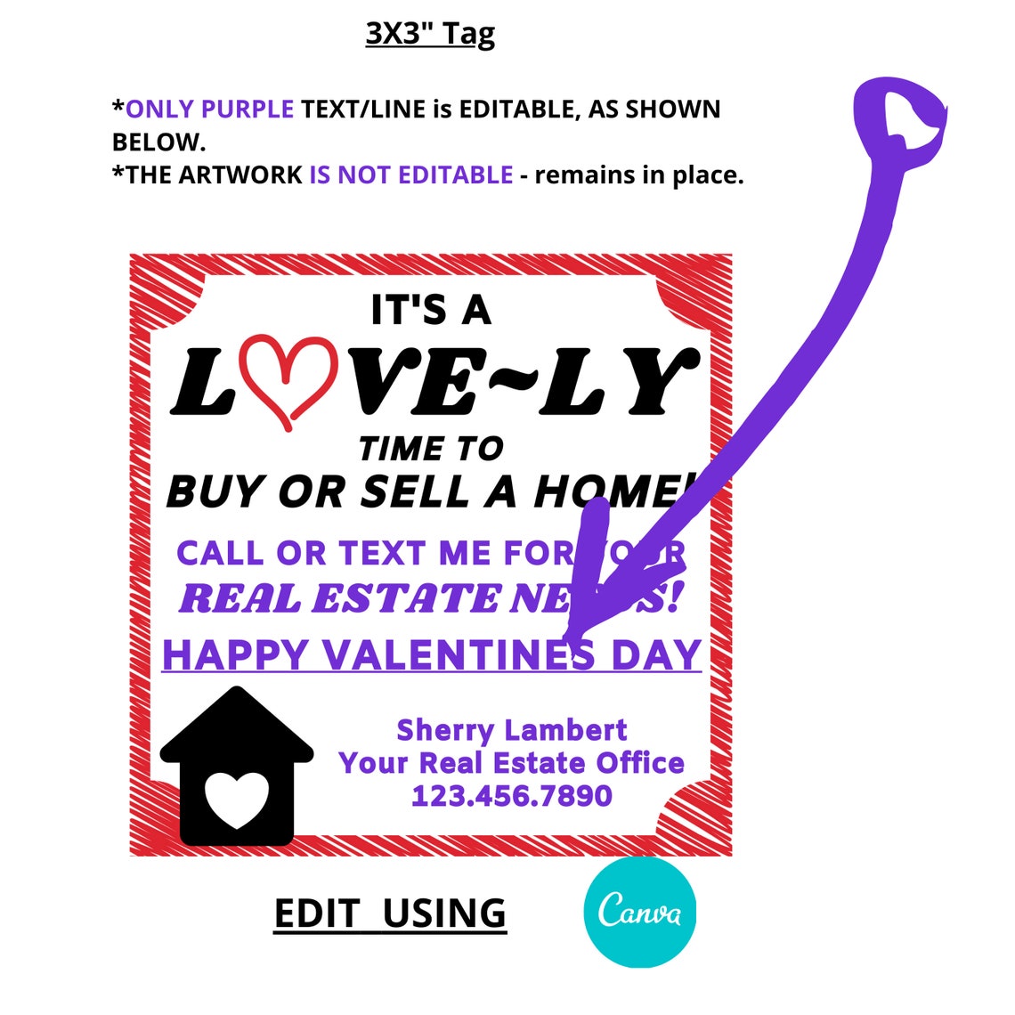 Valentine Day Pop-by Tag Real Estate Realtor Marketing | Etsy
