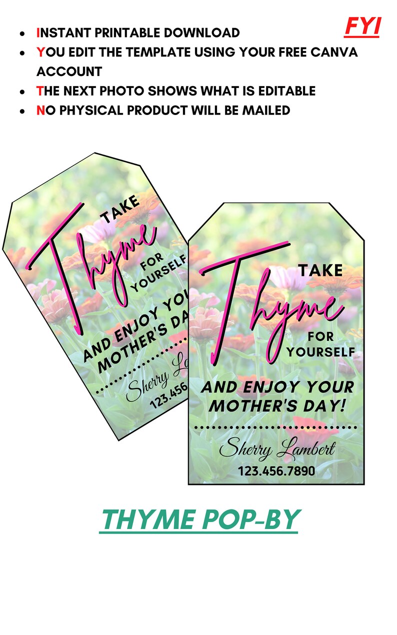 Mother's Day Pop Bys Real Estate Spring Tags 2021 | Etsy