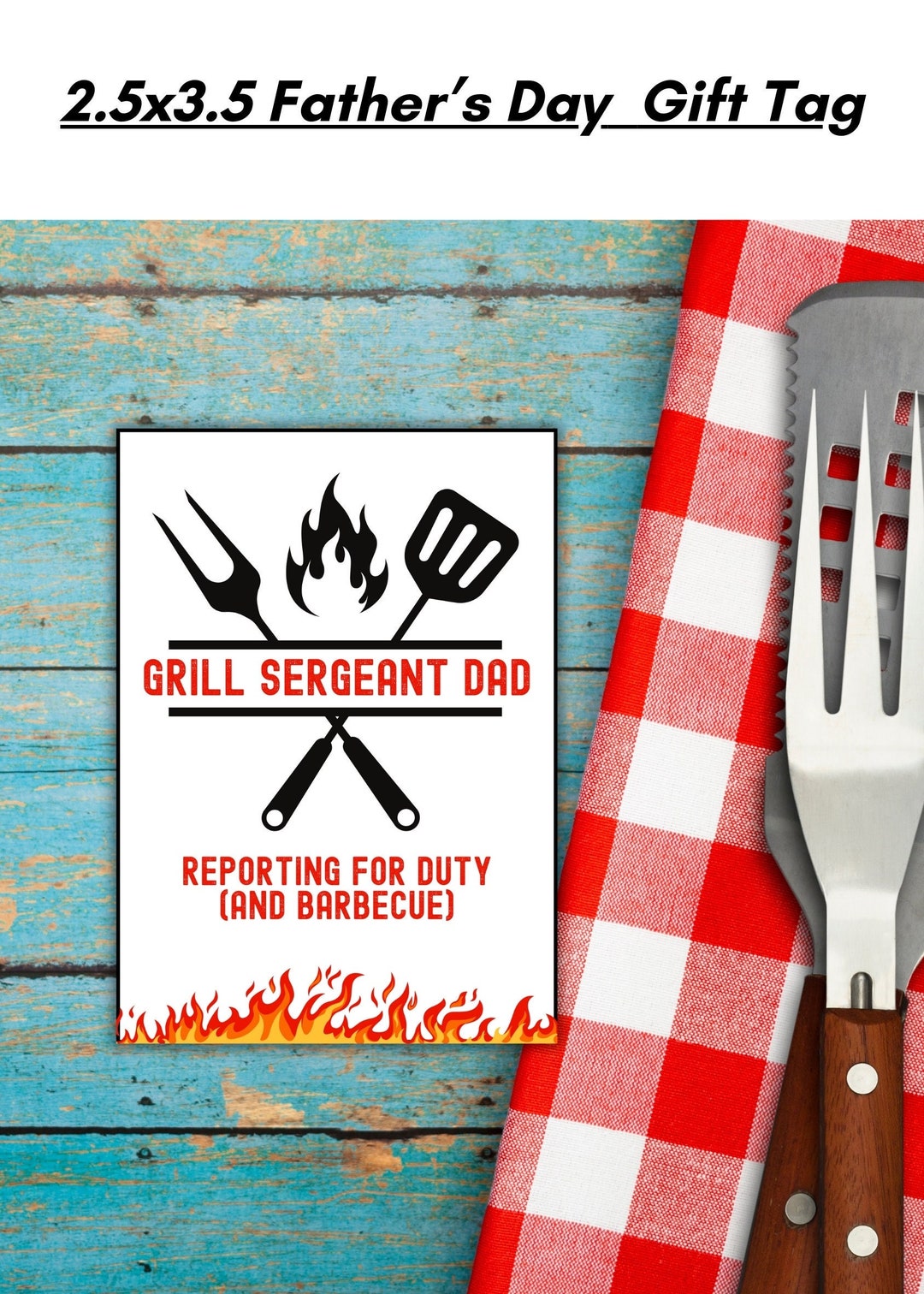 Father's Day Grill Tags, Birthday Tag for Dad, Grill Sergeant, Funny ...