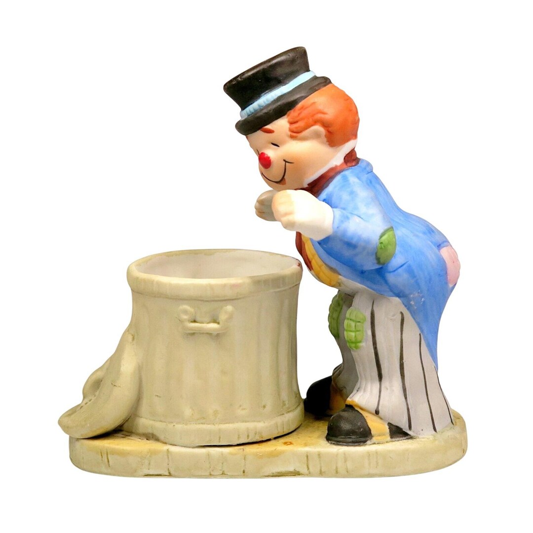 Jasco Luvkins Hobo & Trash Can Candle Holder - 1980s Kitsch - Bisque ...