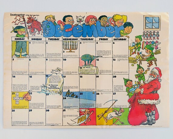 December 1980 2-sided Classroom Calendar & Bat Poster - Etsy Finland