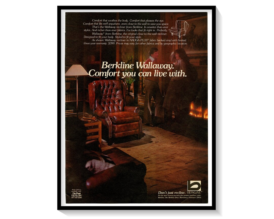 Berkline Wallaway Recliner Print Ad Vintage 1980 Magazine - Etsy
