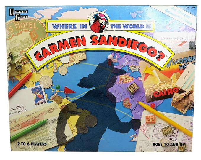 Carmen Sandiego Board Game 1992, Complete Geography Mystery, University ...
