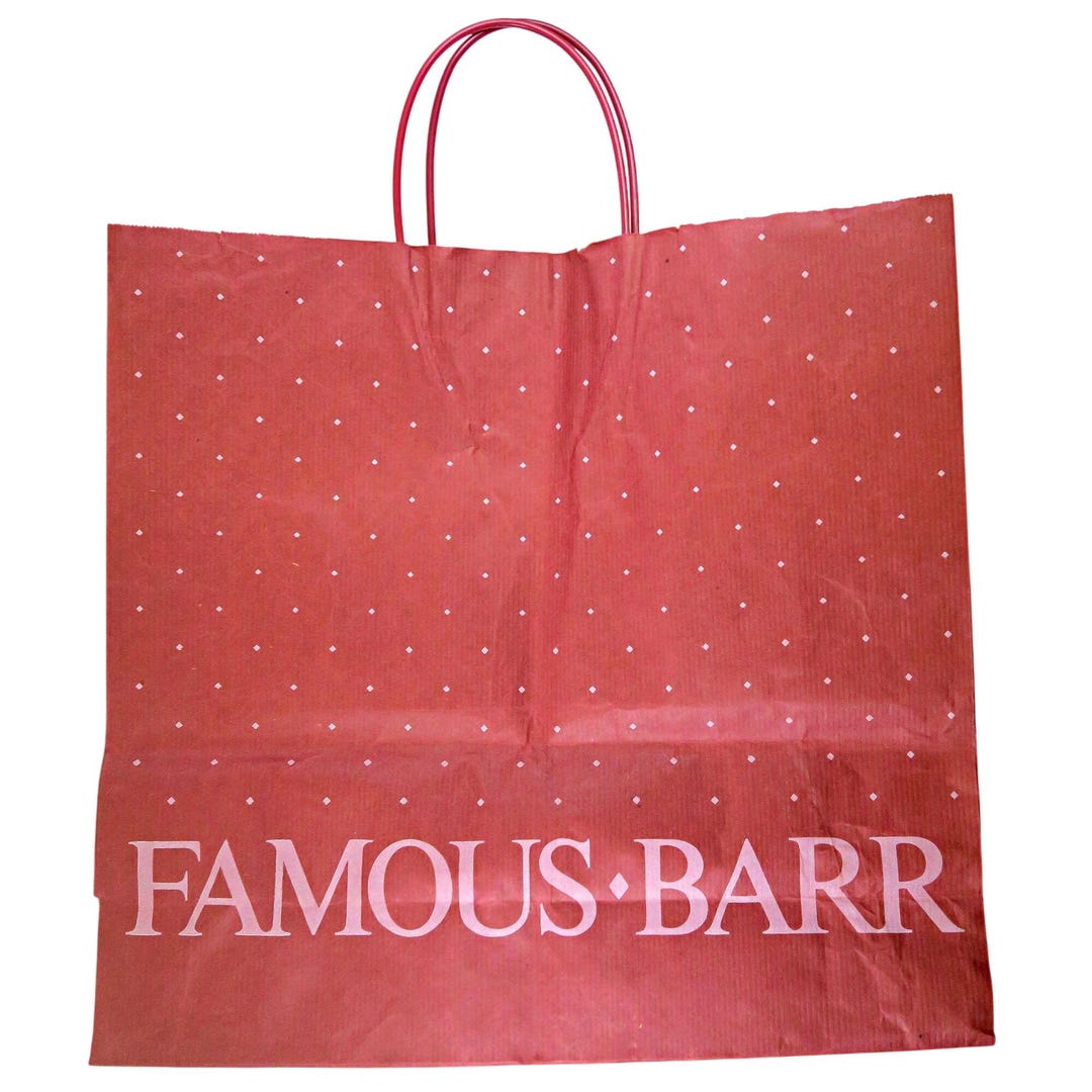 Vintage Famous‑barr Magenta Polka Dot Shopping Bag - 1978–84 ...