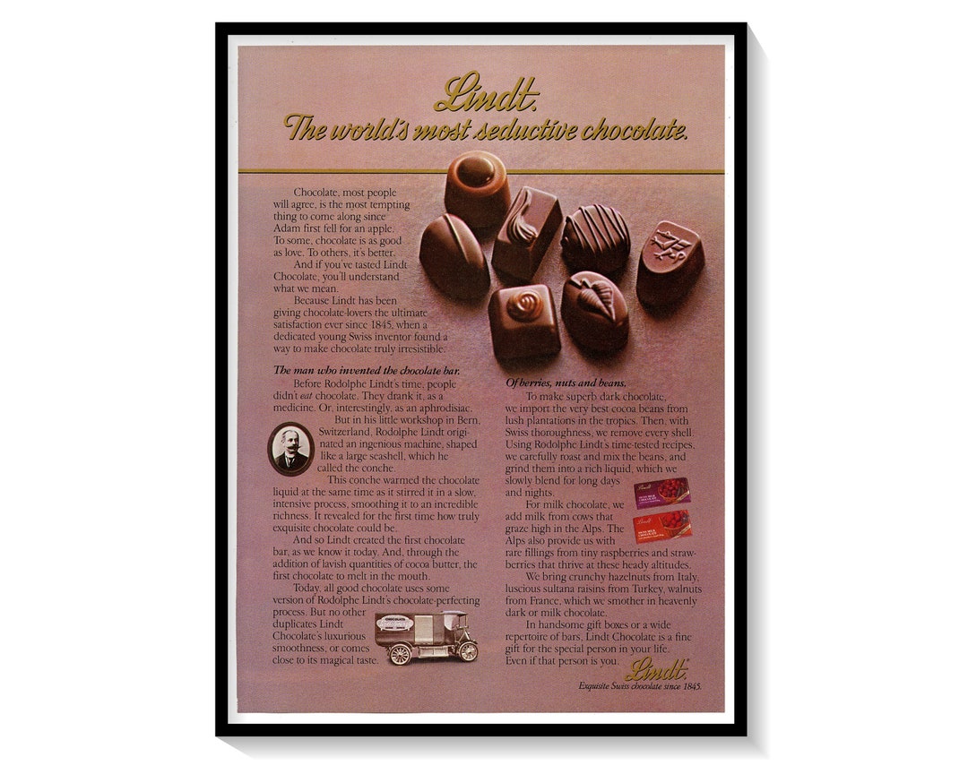 Lindt Chocolates Print Ad Vintage 1985 80s Magazine - Etsy