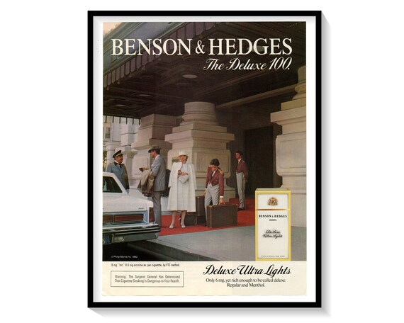 Benson & Hedges 100s Deluxe Ultra Lights Cigarettes Ad - Etsy
