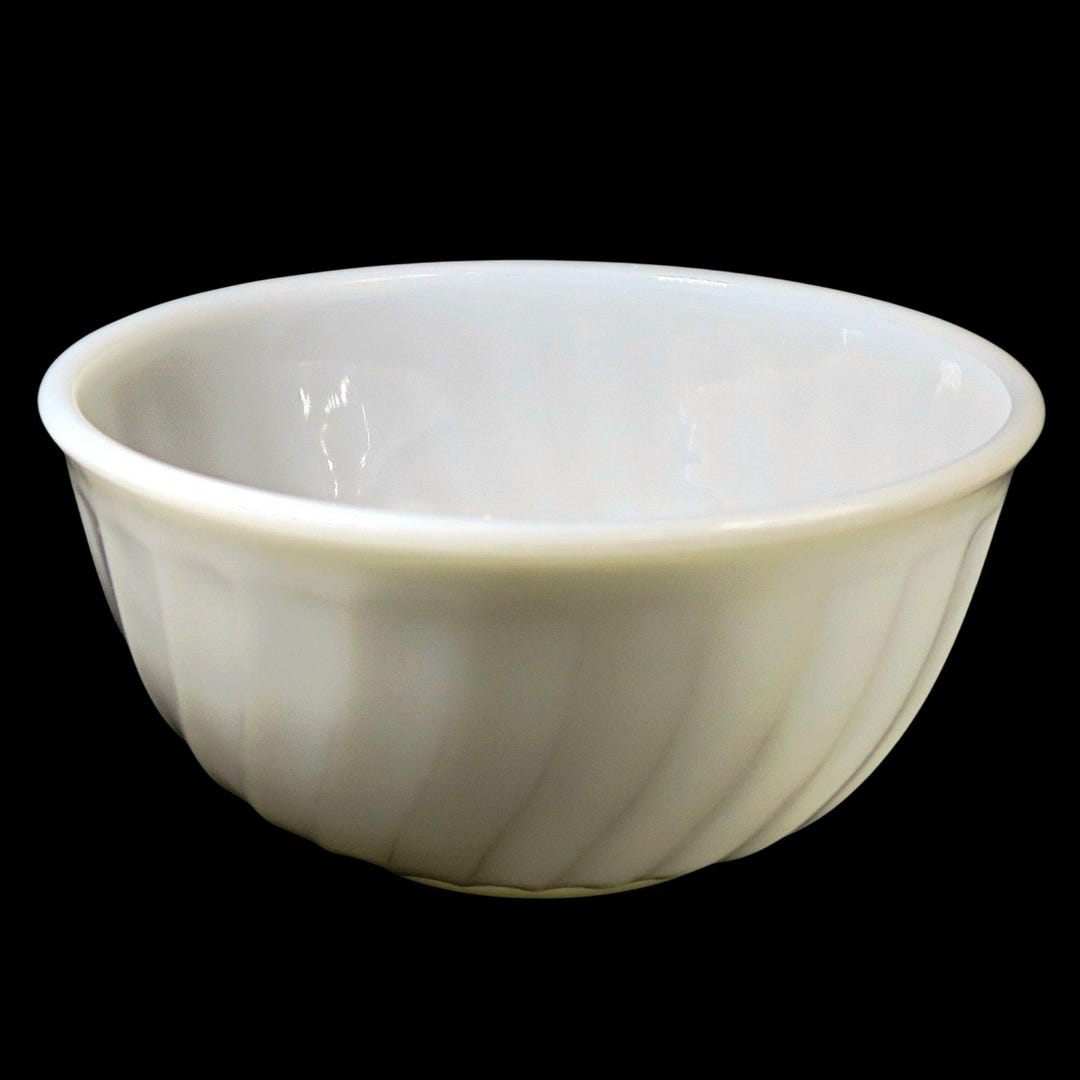 Fire-king Swirl Mixing Bowl – White Milk Glass, 7", Anchor Hocking ...
