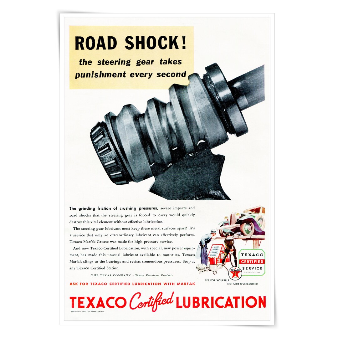 Original Texaco Ad ~ Texaco Certified Lubrication With Marfak ~ Road ...