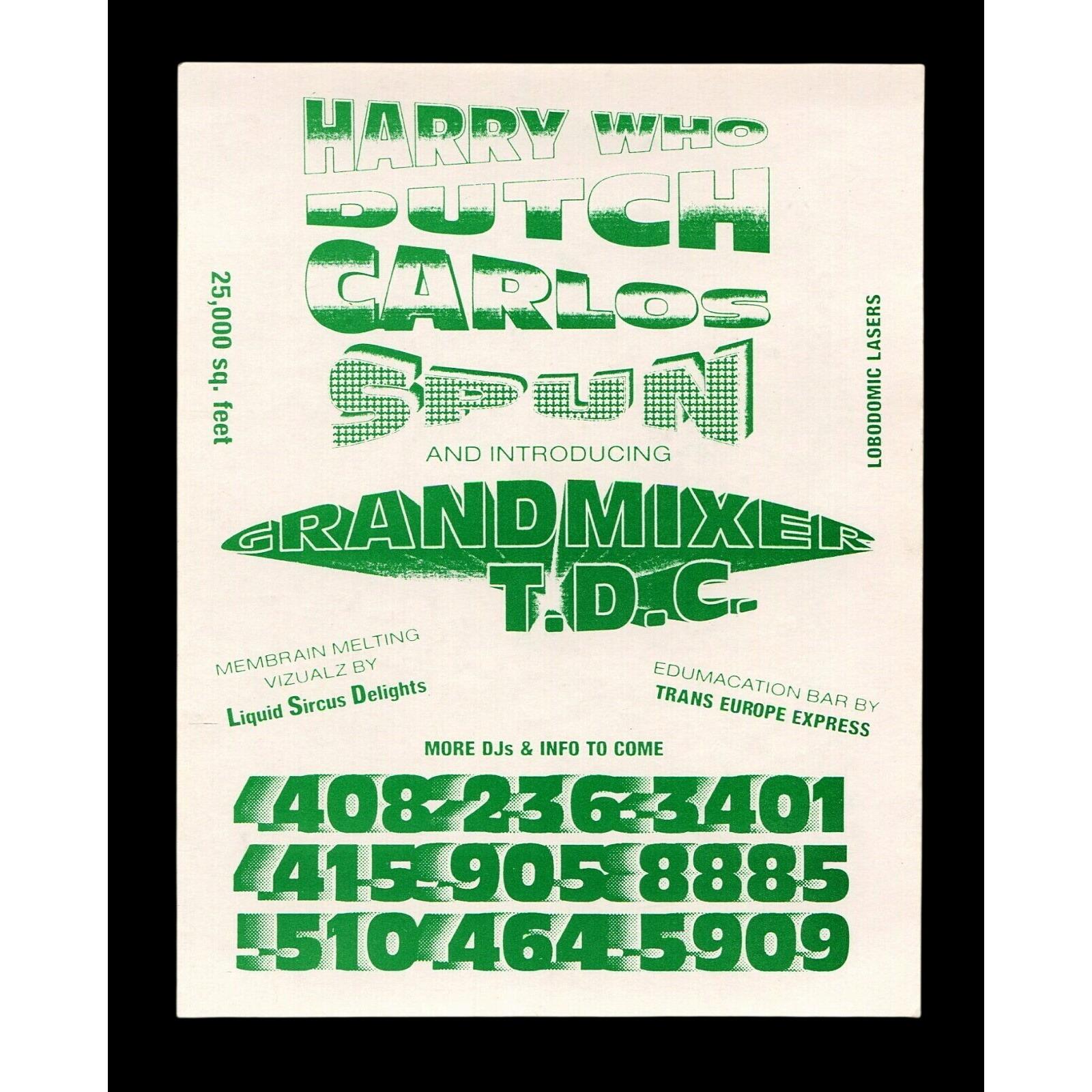 1993 SF Rave Flyer – the World of Dr Splift, Djs & Visuals, Green Print ...