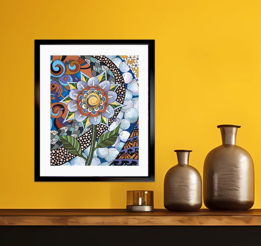 Floral Art Print, Busy Flower, Art Illustration, Flower Illustration ...