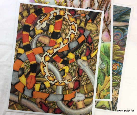 Snake Art Print Reptile Art Print Art Print Colored Pencil | Etsy