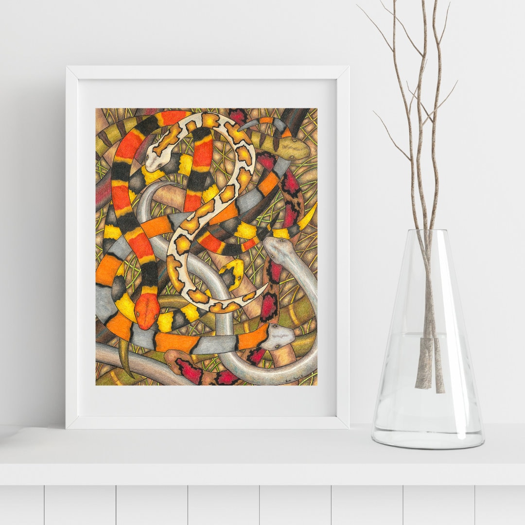 Snake Art Print, Reptile Art Print, Art Print, Colored Pencil Print ...