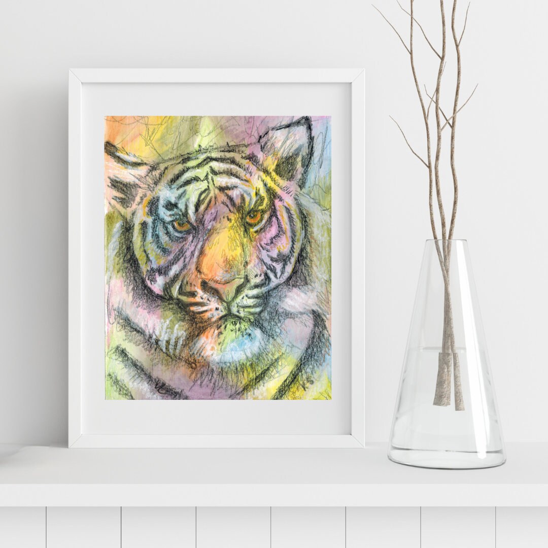 Tiger Art Print, Rainbow Tiger, Tiger Wall Art, Tiger Print, Tiger ...