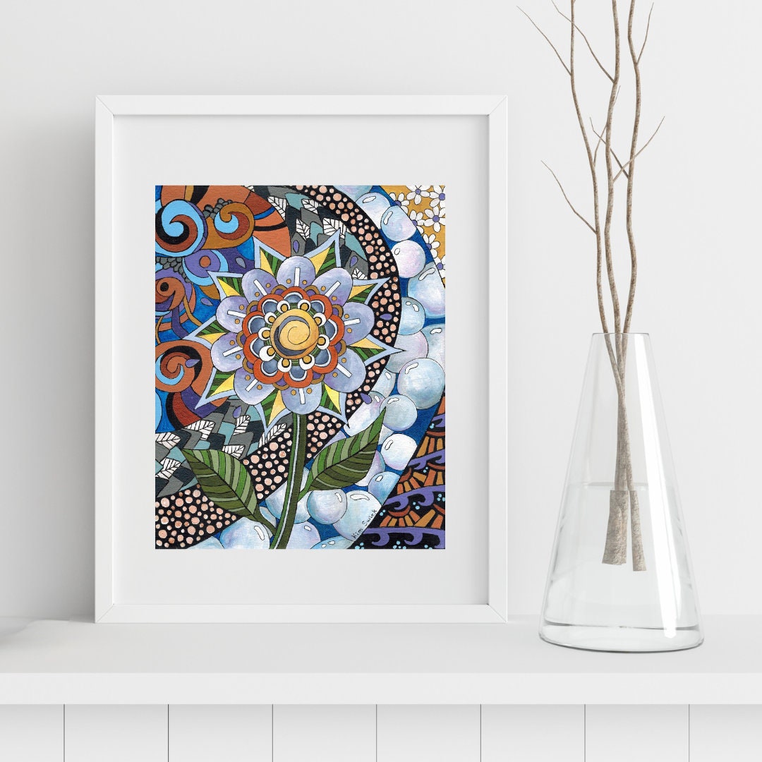 Floral Art Print, Busy Flower, Art Illustration, Flower Illustration ...