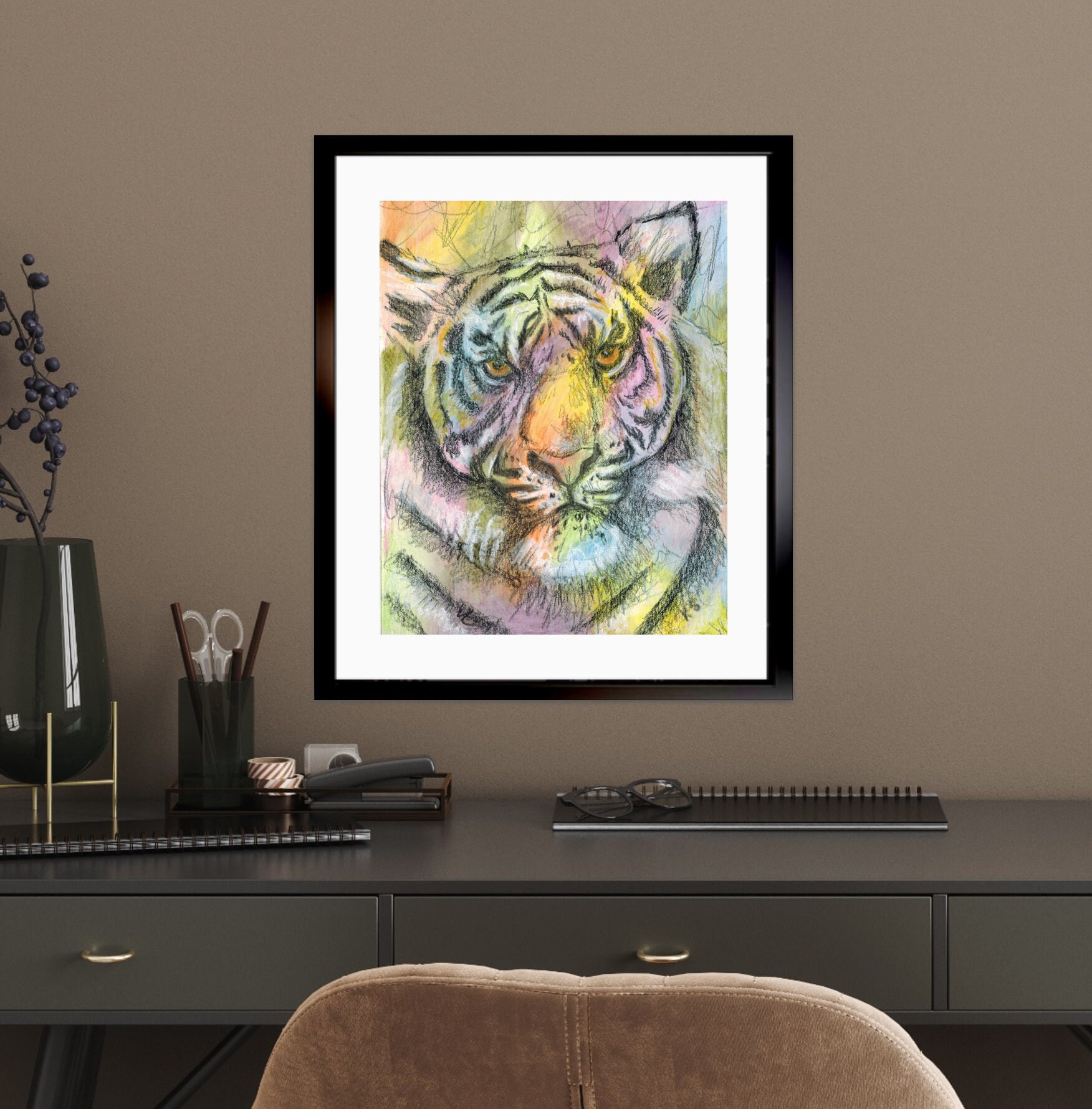 Tiger Art Print, Rainbow Tiger, Tiger Wall Art, Tiger Print, Tiger ...
