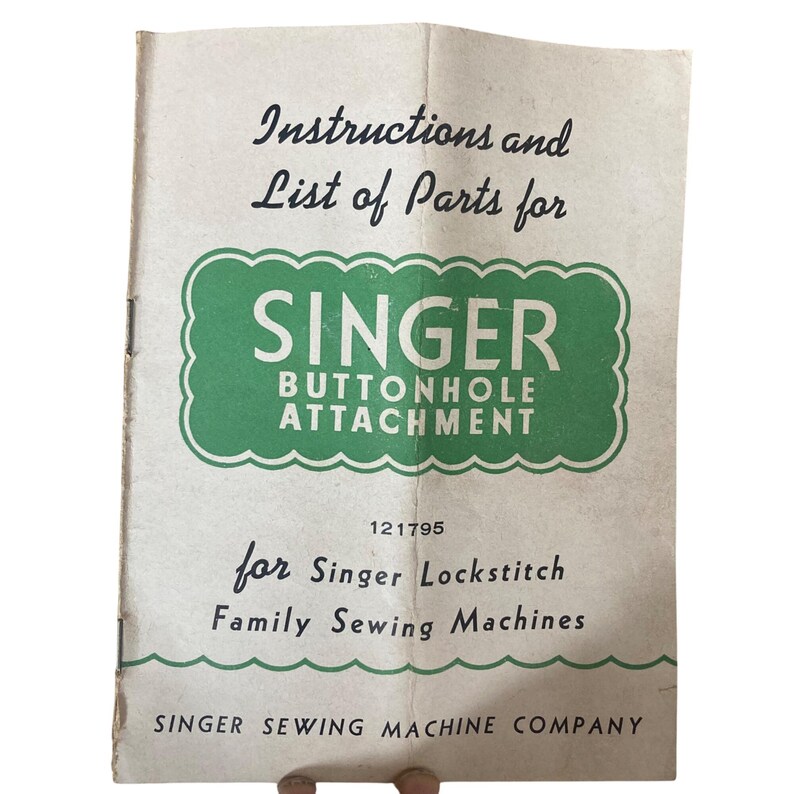 Vintage Singer Buttonhole Attachment 121795 Instructions Box Parts ...
