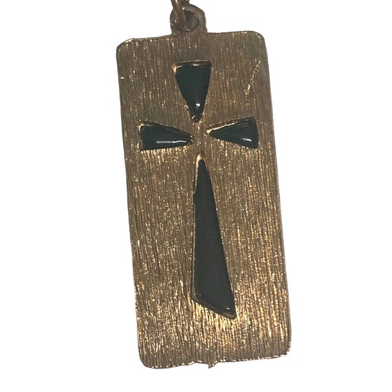 Mid Century Modern Cross Pendant Necklace Green Ename… - Gem
