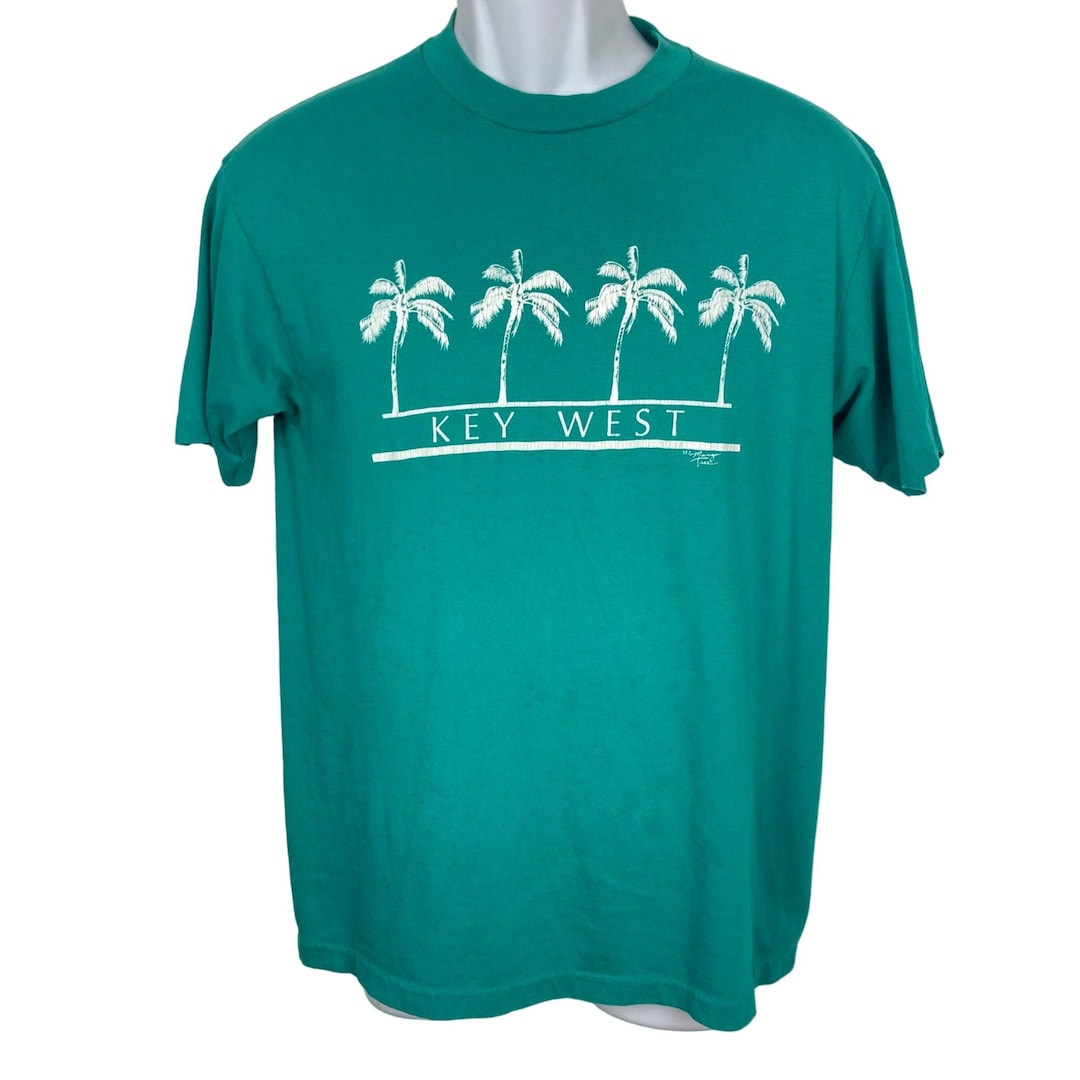 Vintage Key West T Shirt Mens Large Green Florida Palm Trees Single ...