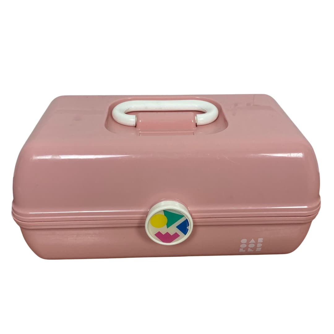 Vintage Caboodles 2 Tier Pink Jewelry Makeup Case Mirror Handle 5626 ...