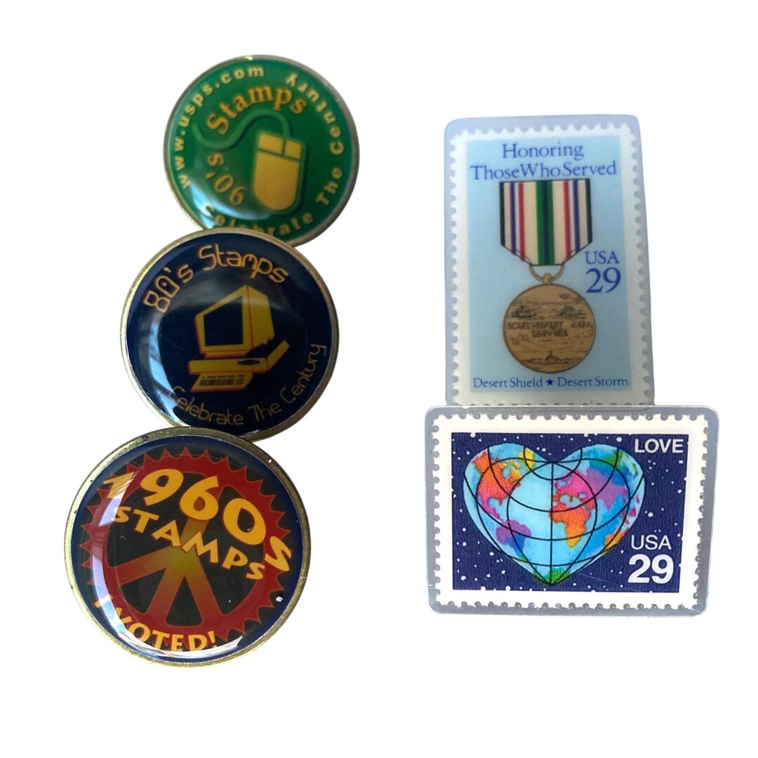 Vintage USPS Postage Stamp Pins Celebrate the Century 60s 80s 90s ...