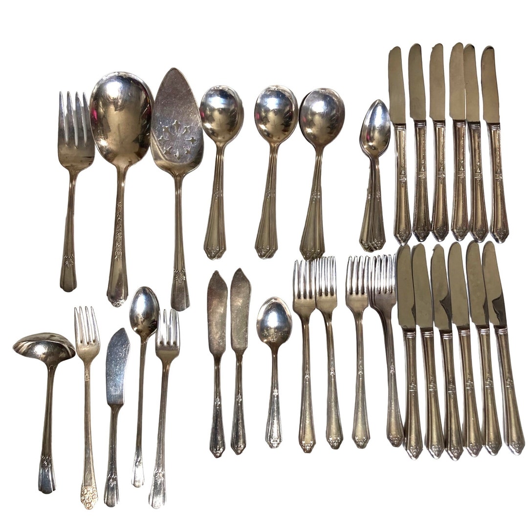 Vintage Wm Rogers Oneida Silver Overlaid Plate Silverware Serving Pcs 53 - Etsy