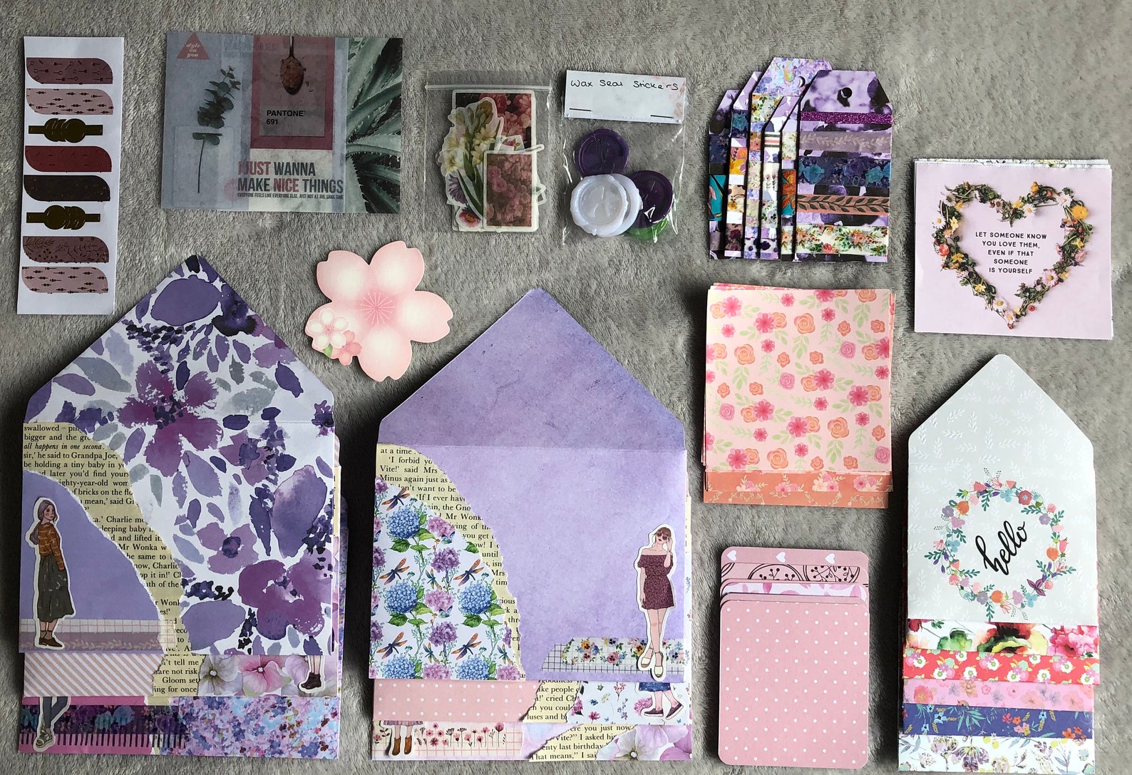 Floral Decorated Envelope Set - Etsy