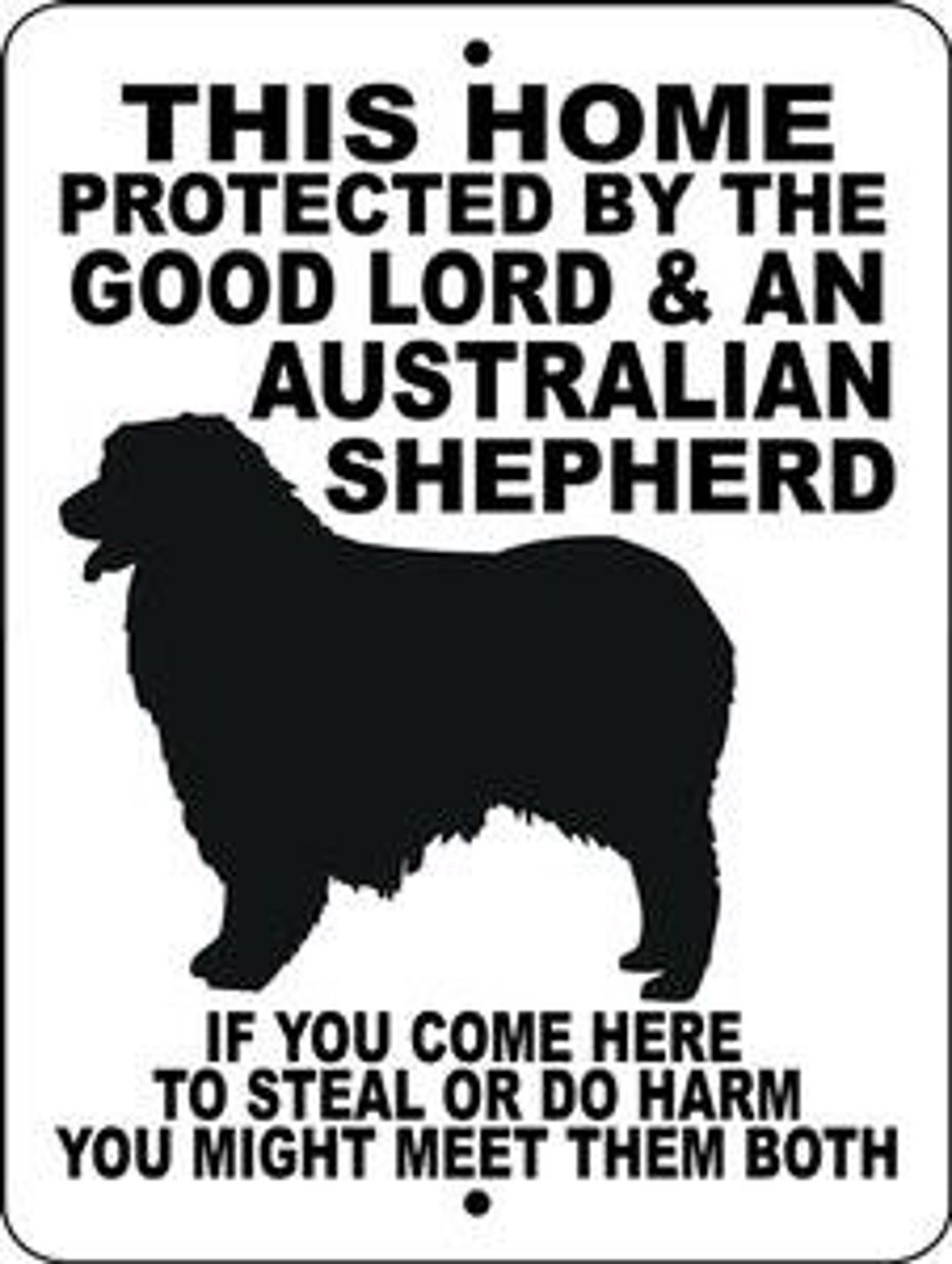 Australian Shepherd Dog Aluminum Sign: 9x12, or 12x18 - Etsy