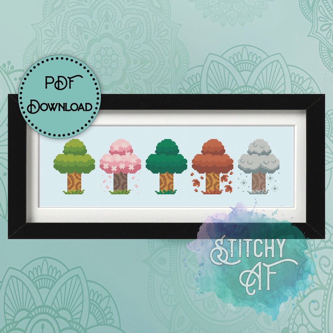 Seasonal Tree Standee Animal Crossing Cross Stitch Pattern - Etsy