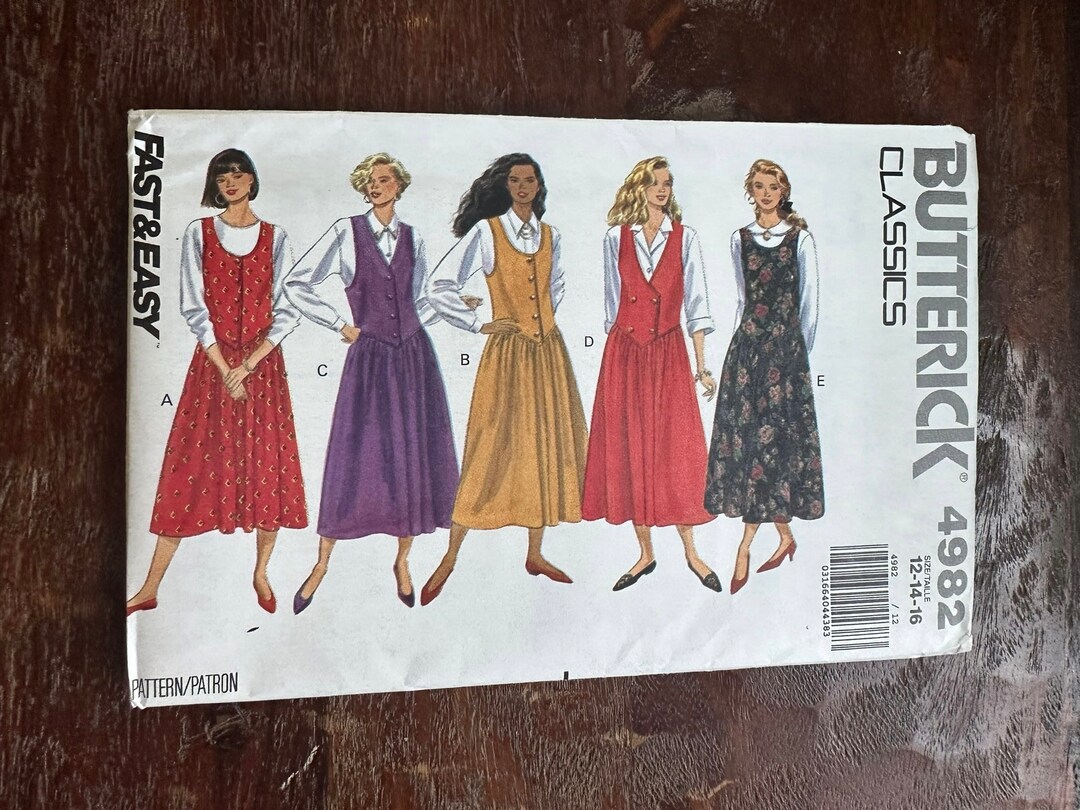 Butterick 4982 Jumper & Dress Pattern, Misses Size 12-16 - Etsy