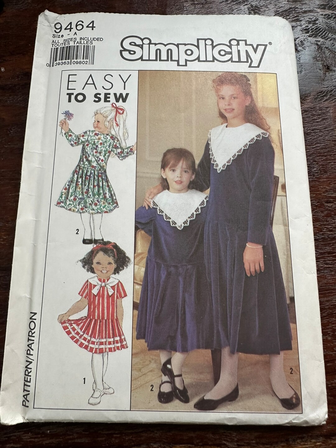 Simplicity Pattern 9464 Uncut Size A 3-6X Kids Girls Drop Waist Dress ...